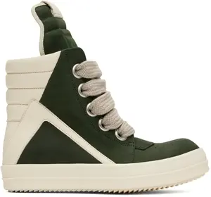 靴 Rickowens Geobasket Sneakers Rick Owens Green Geobasket Sneakers In 5511 Moss/Milk/Milk - 37